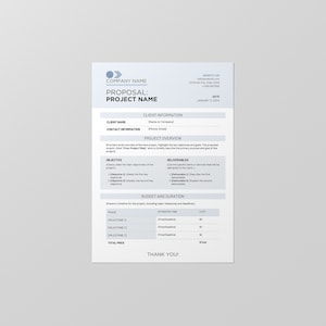 One Page Project Proposal Template | Client Proposal Template | Minimal Brief Proposal ...