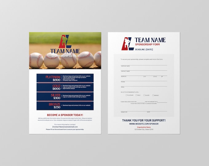 Golf Event Sponsorship Form Editable Canva Template Fundraiser Sponsor ...