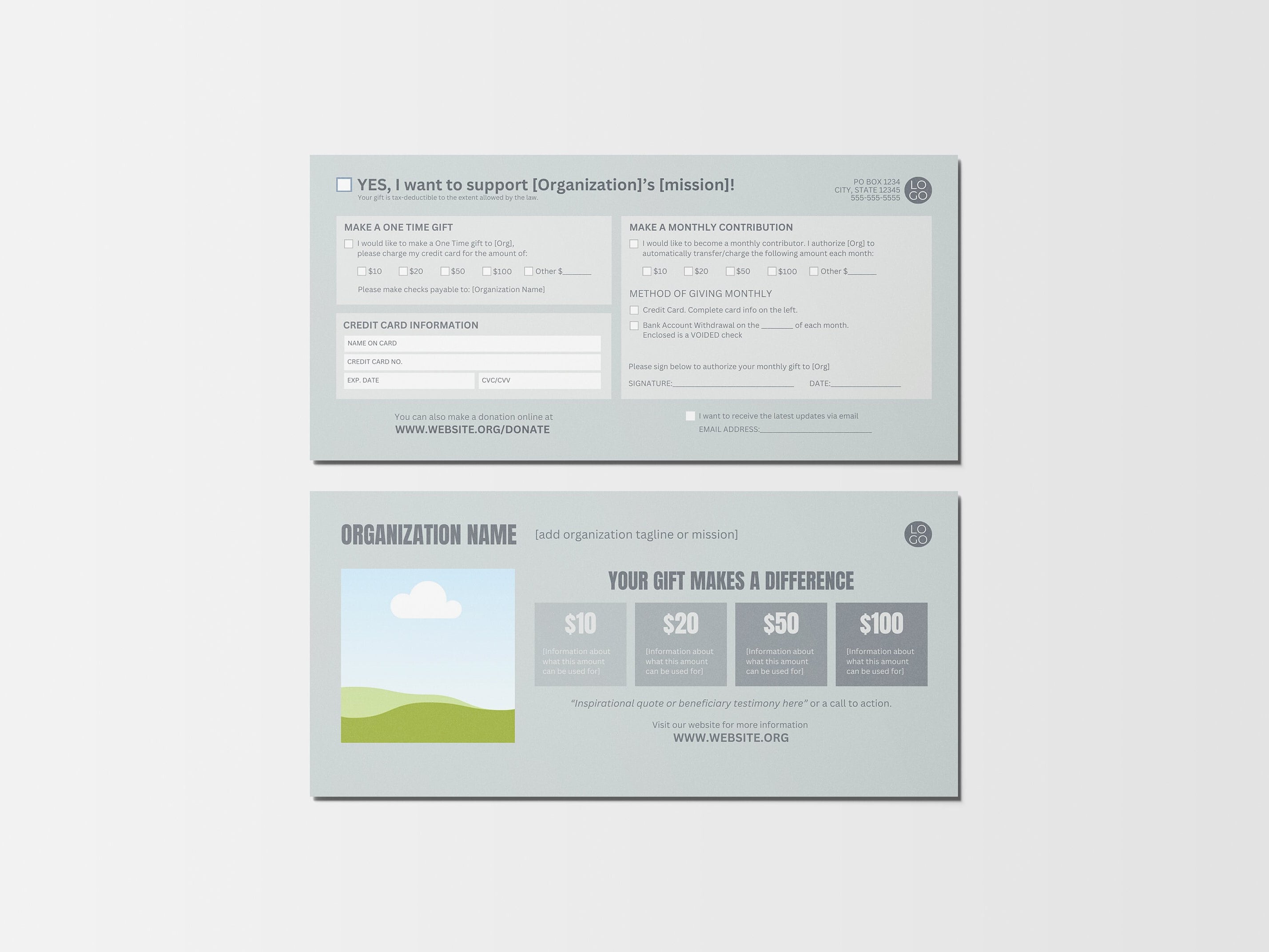 Donation Card | Donor Reply Card Template | Customizable Template ...