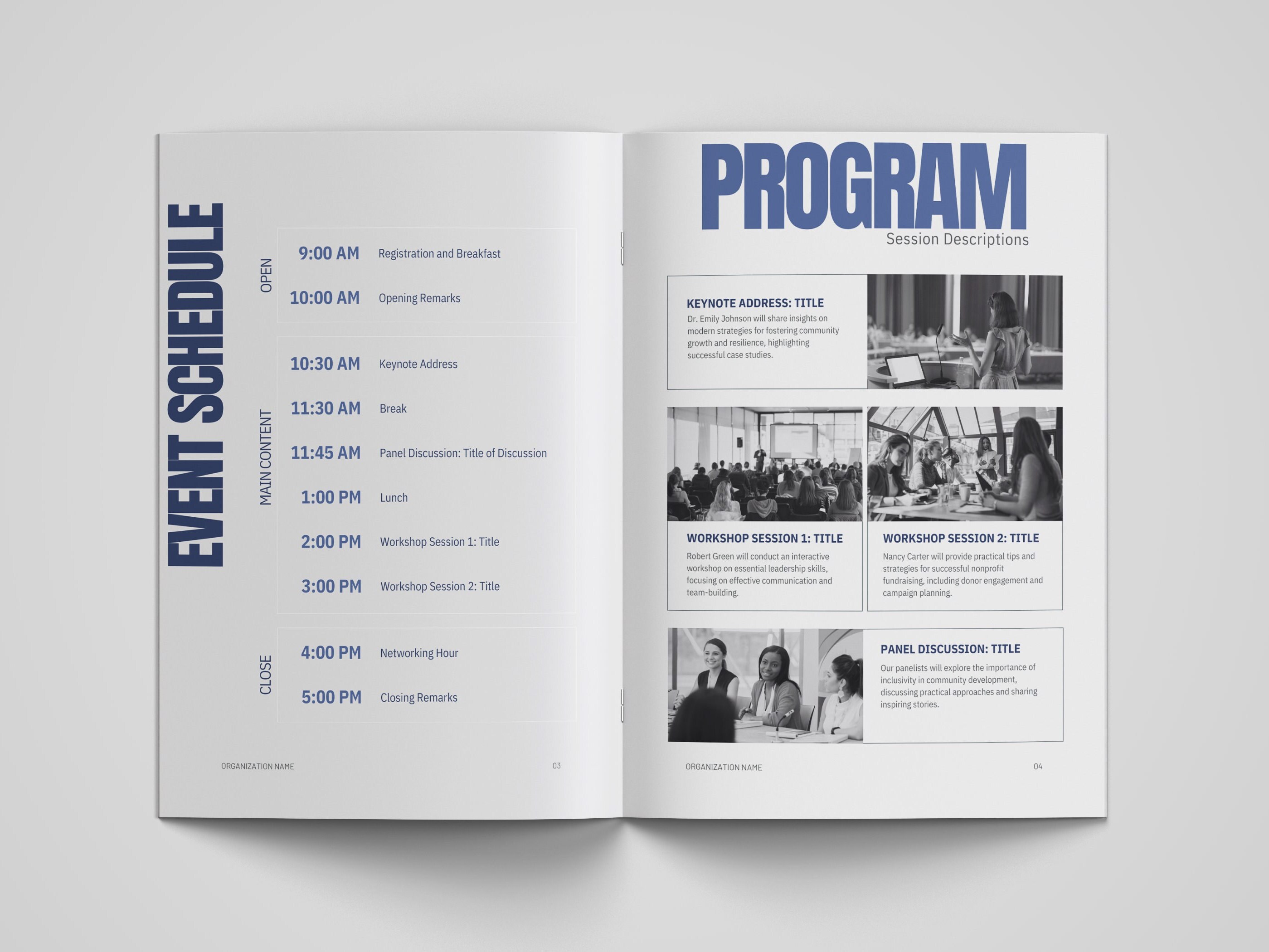 Nonprofit Event Program Template | Canva Template - Etsy