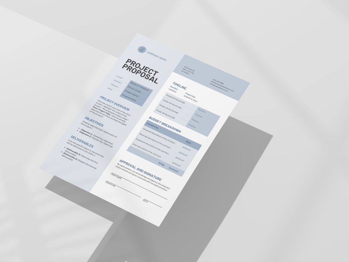 One Page Project Proposal Template | Client Proposal Template | Minimal ...