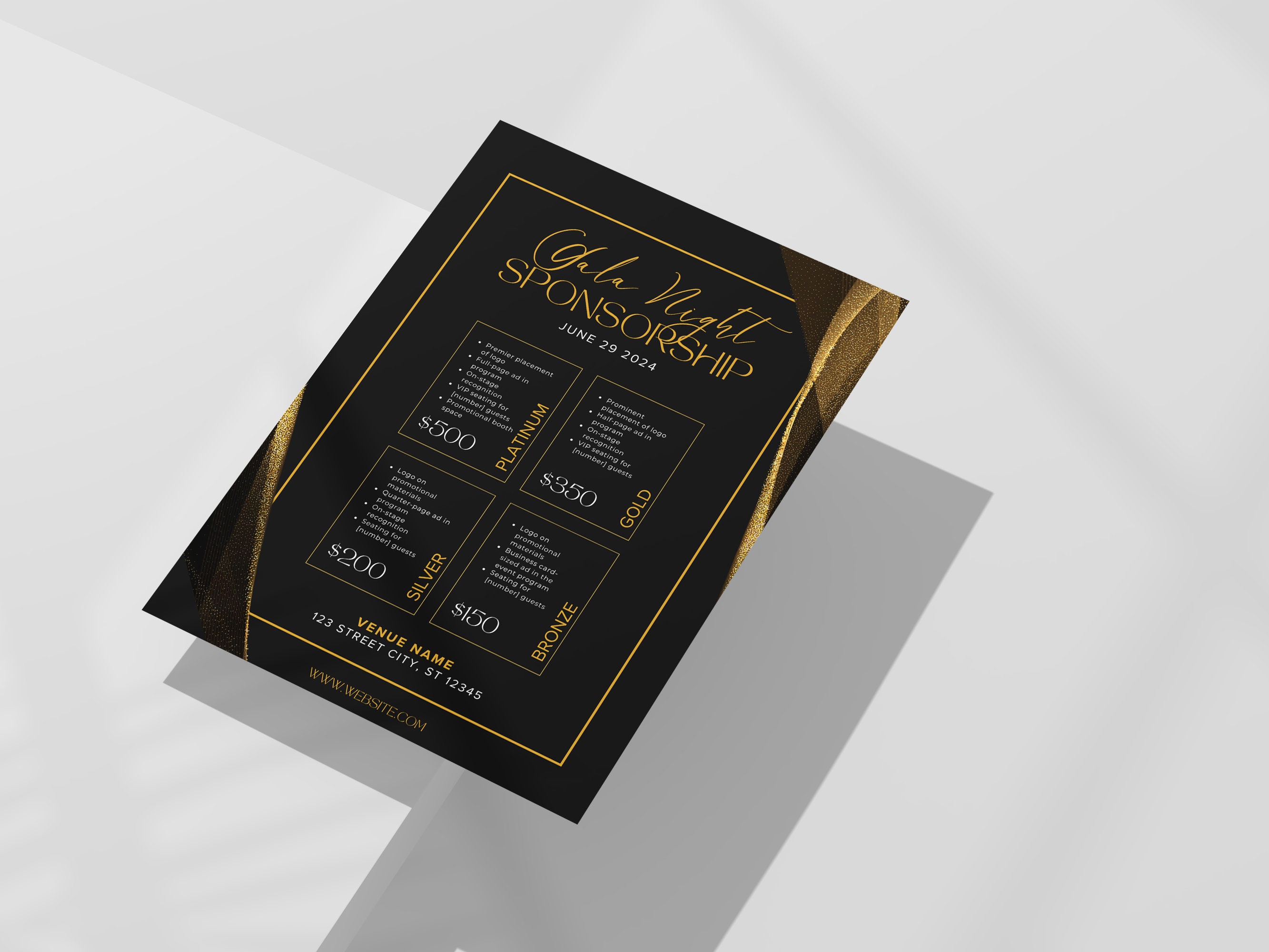 Gala Sponsorship Levels Template Packet | Fundraiser Sponsorship Levels ...