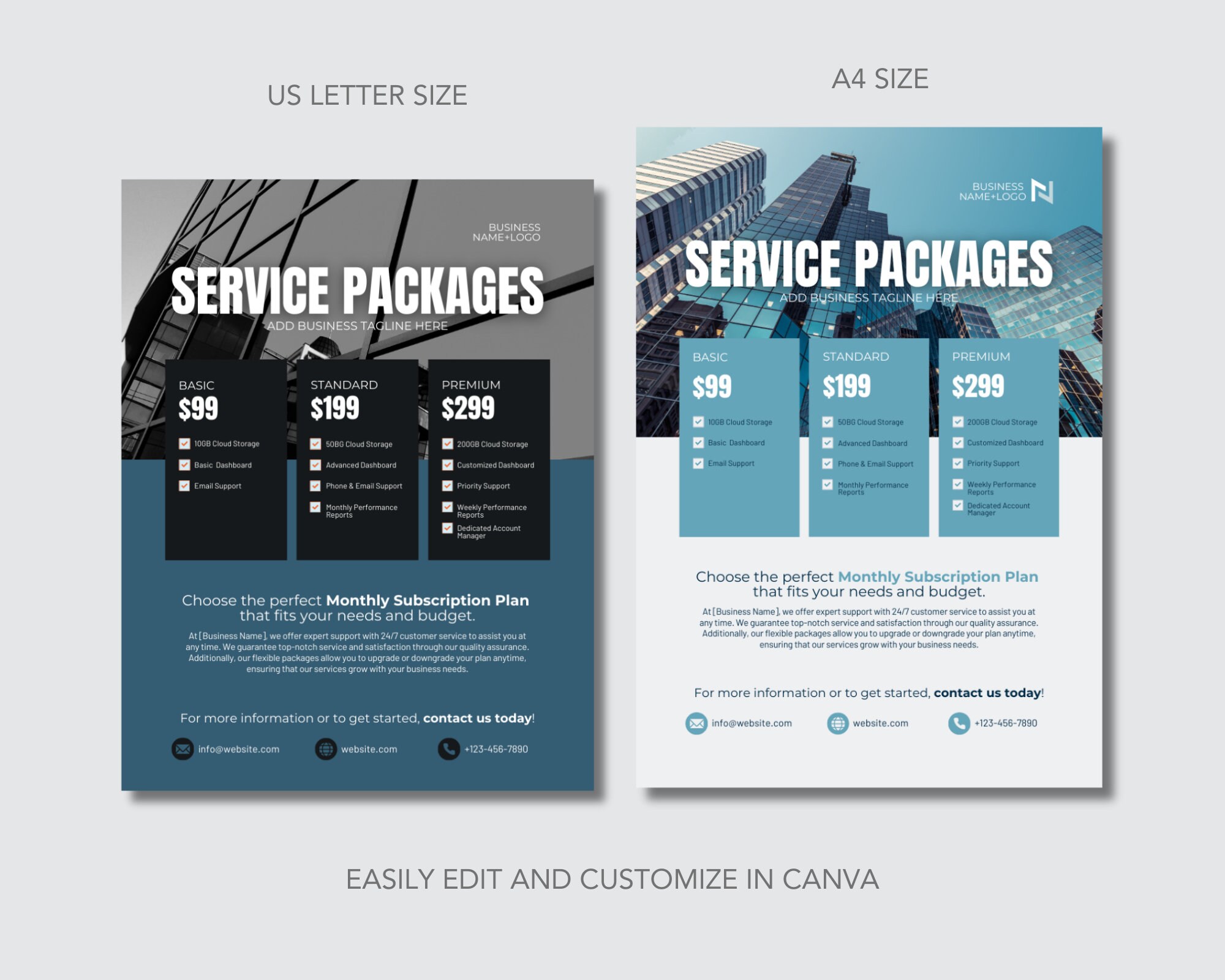 Service Price Packages Flyer Template | Customizable Pricing Table ...