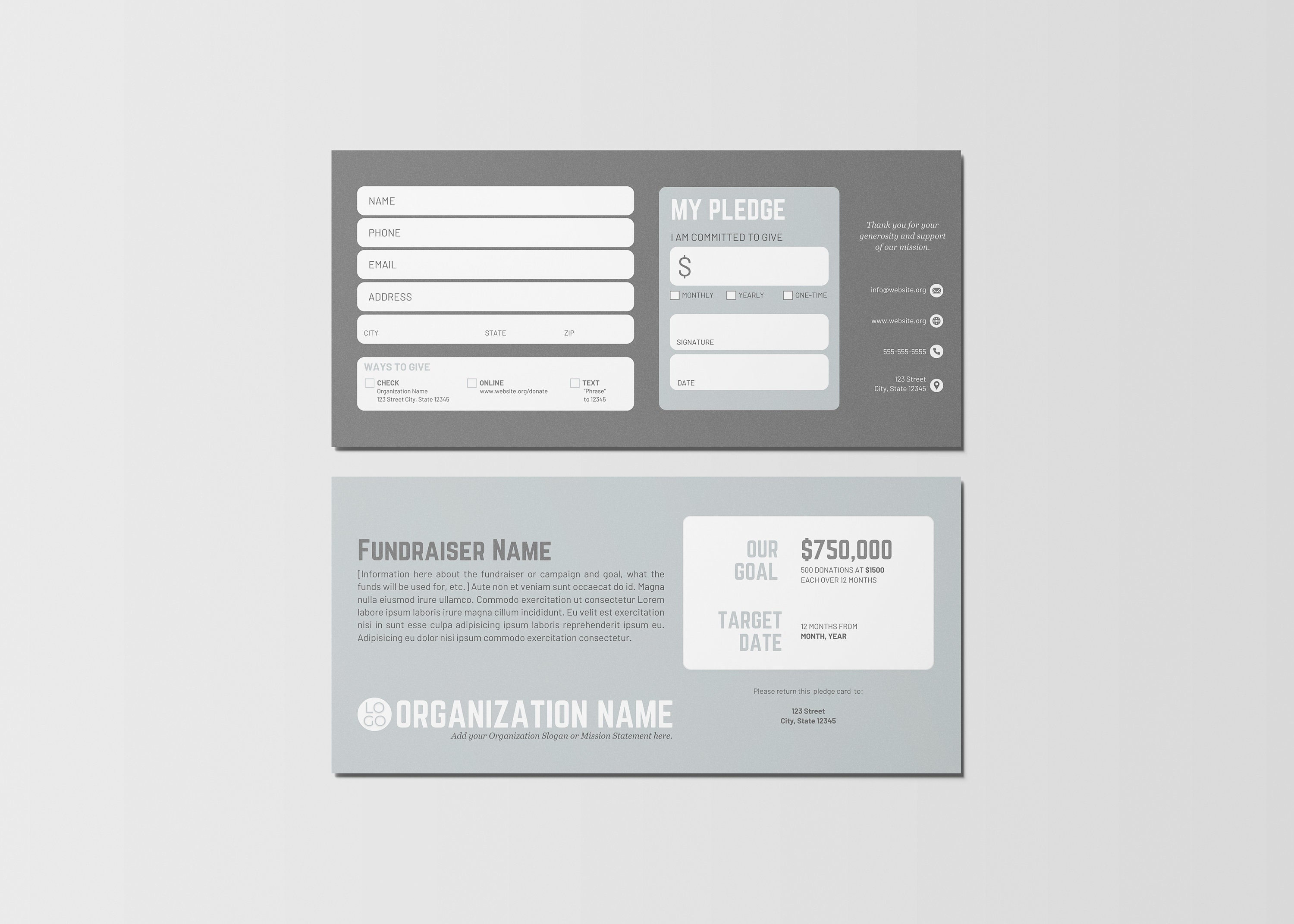 Donation Pledge Card | Donor Pledge Card Template | Customizable ...