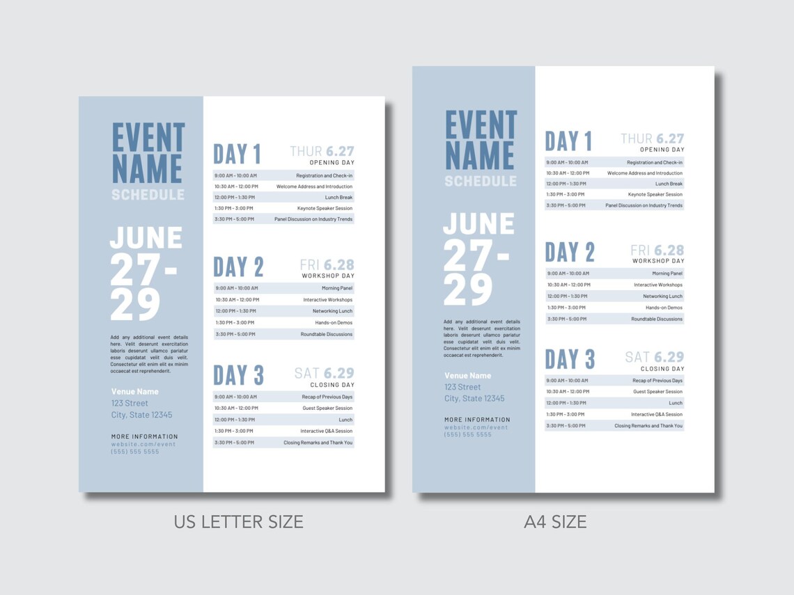 Event Schedule Template | Event Timeline | Event Program Schedule ...