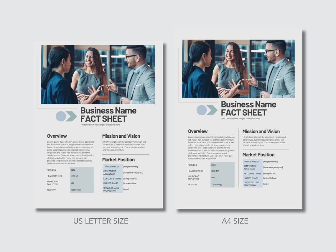 Business Fact Sheet Template | Business Overview | Customizable Canva ...