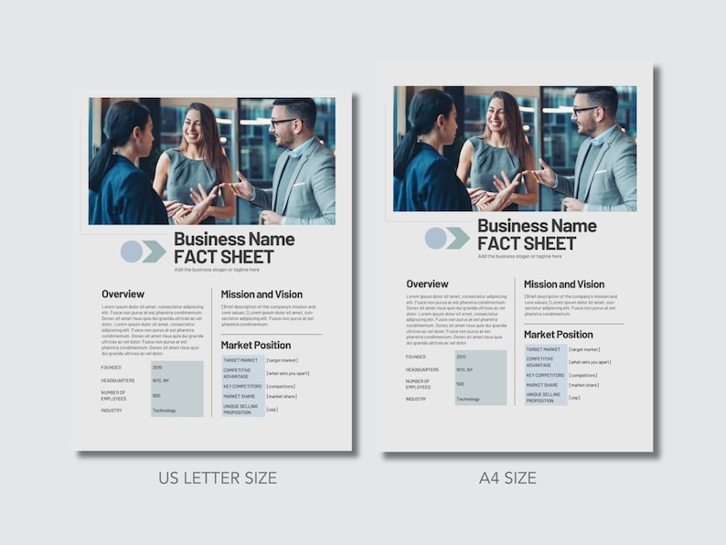 Business Fact Sheet Template | Business Overview | Customizable Canva ...