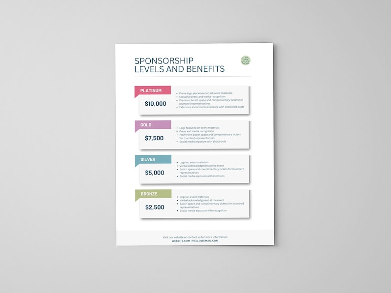 Event Sponsorship Levels Template | Fundraiser Sponsorship Levels and ...