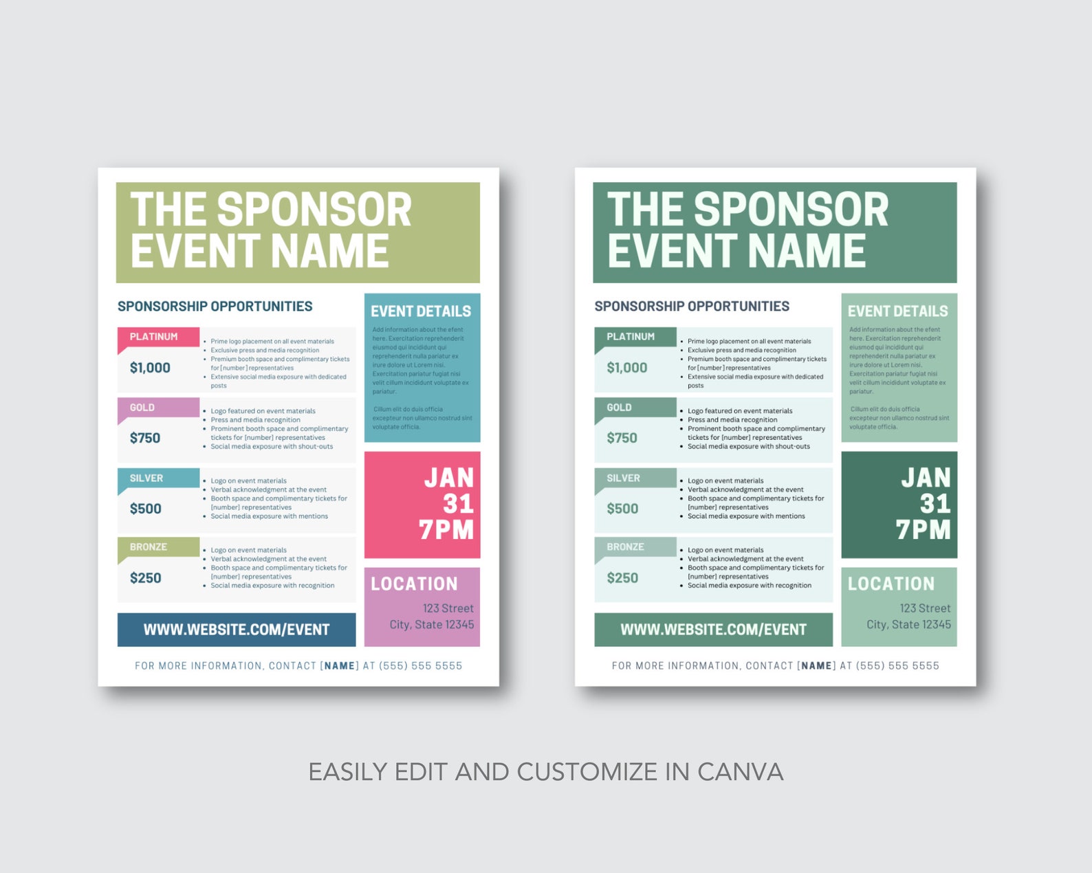 Event Sponsorship Levels Packet Template | Fundraiser Sponsorship ...