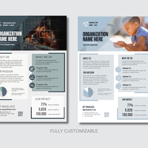 Nonprofit One Pager | Editable Organization Overview | Charity ...