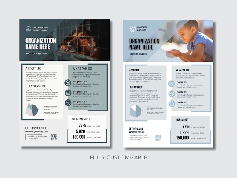 Nonprofit One Pager | Editable Organization Overview | Charity ...