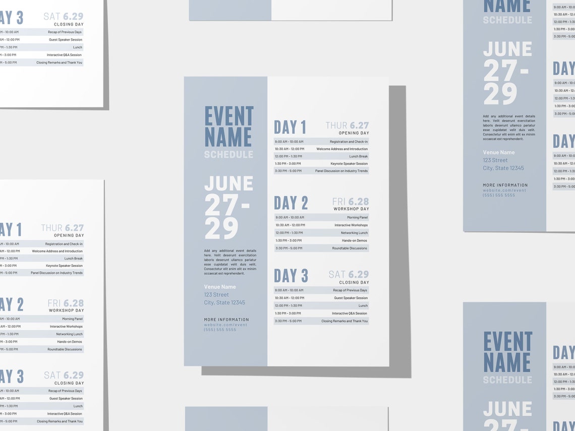 Event Schedule Template | Event Timeline | Event Program Schedule ...