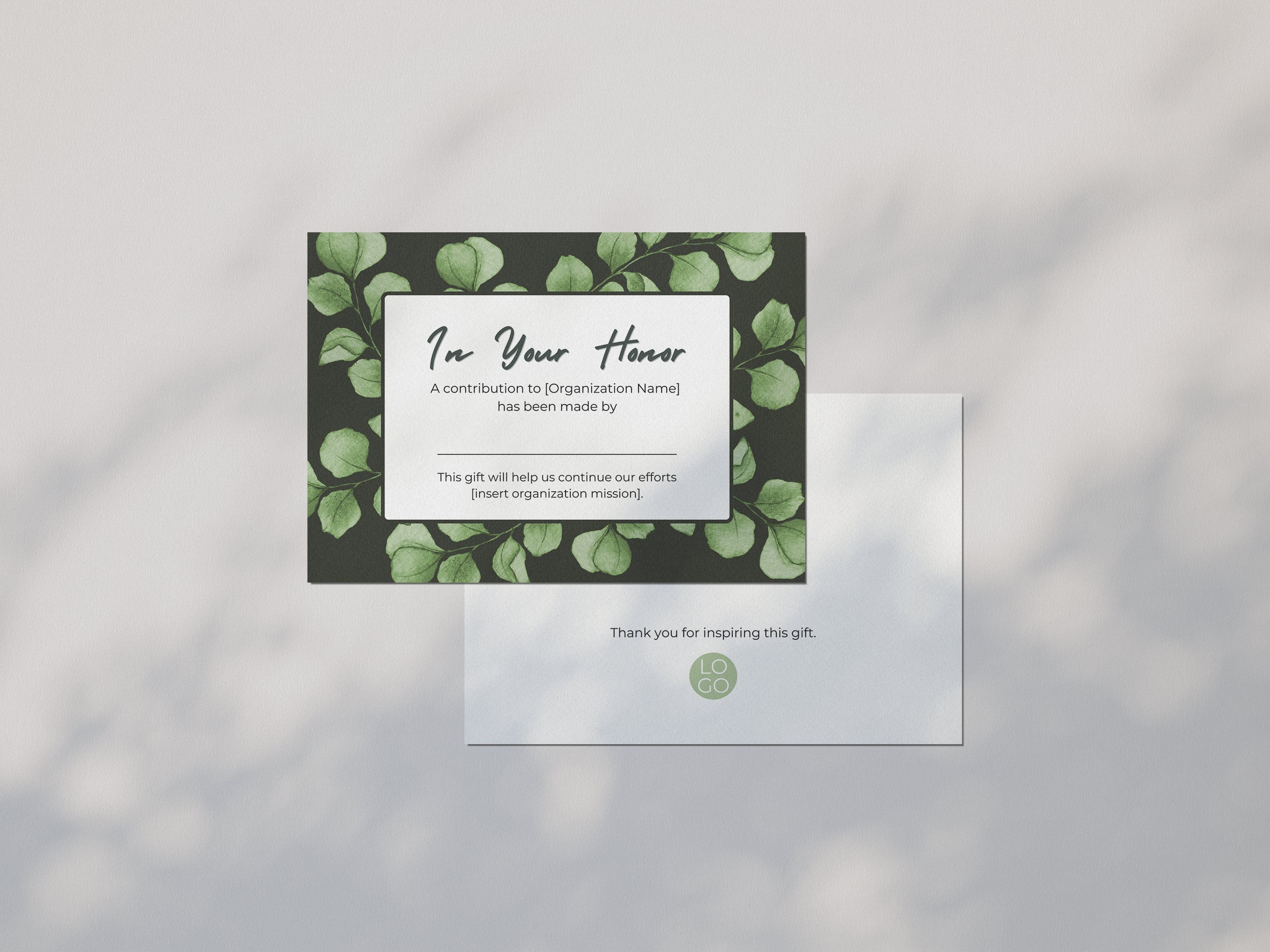 Honorary Donation Card | Nonprofit in Your Honor Donation Card ...