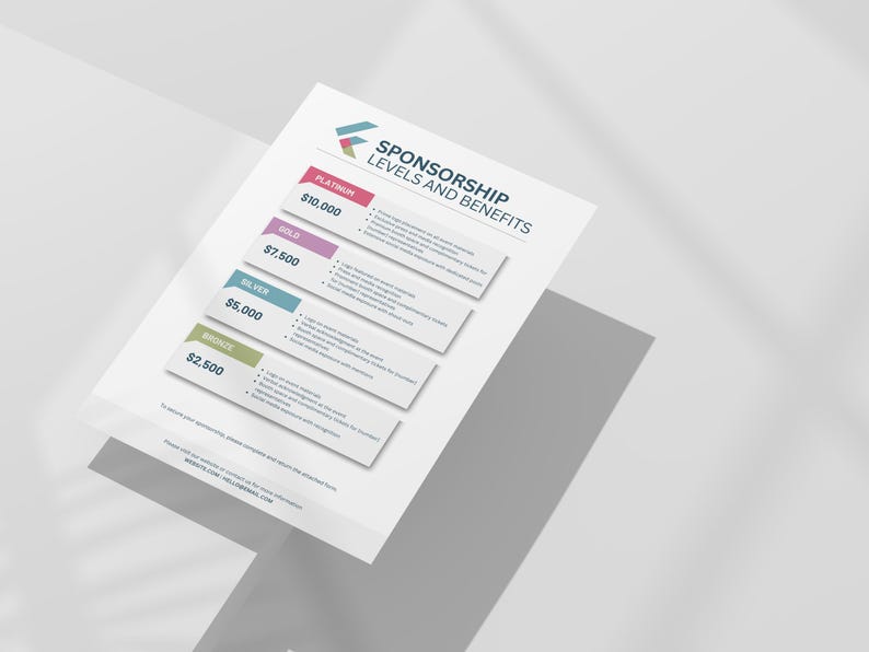 Event Sponsorship Levels Packet Template | Fundraiser Sponsorship ...