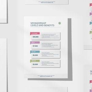 Event Sponsorship Levels Template | Fundraiser Sponsorship Levels and Benefits | Business ...