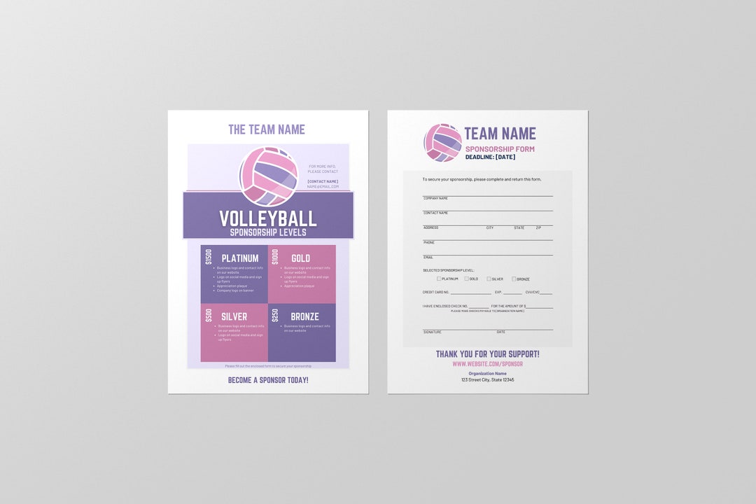Sports Team Sponsorship Package Template Volleyball Sponsorship ...