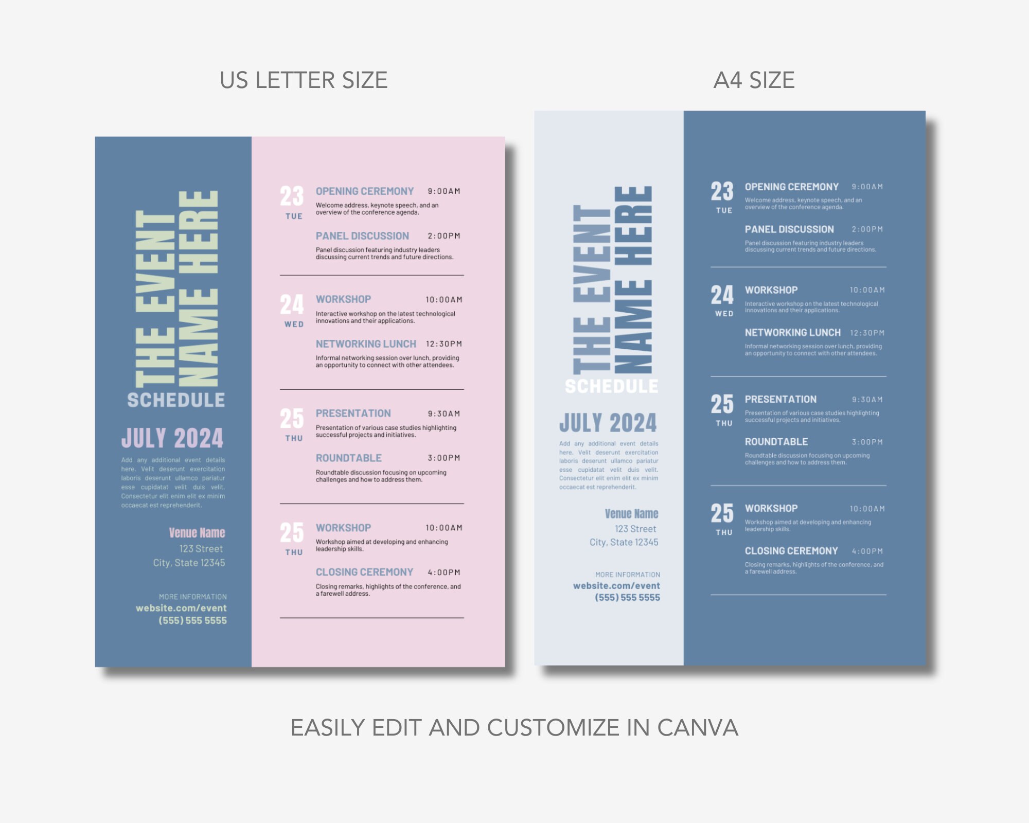 Event Schedule Template | Event Timeline | Event Program Schedule ...