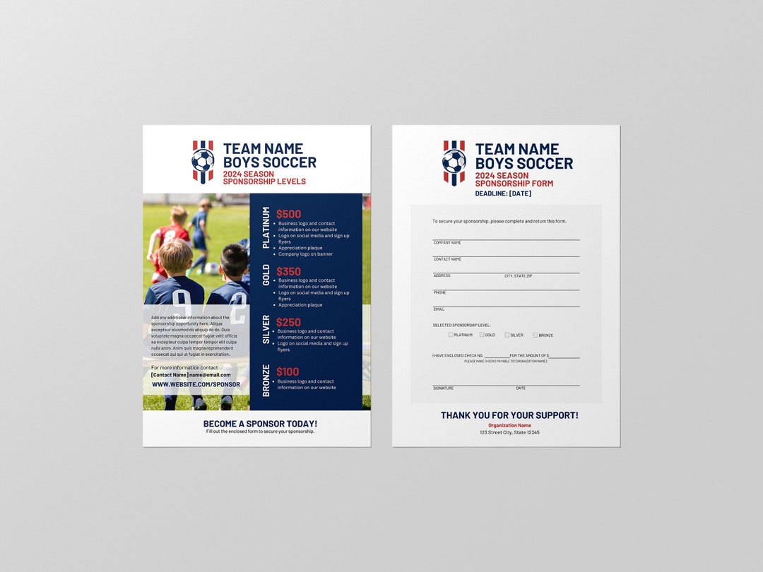 Sports Team Sponsorship Package Template | Customizable Editable Two ...