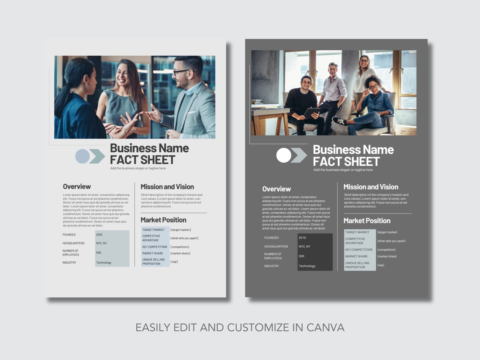 Business Fact Sheet Template | Business Overview | Customizable Canva ...