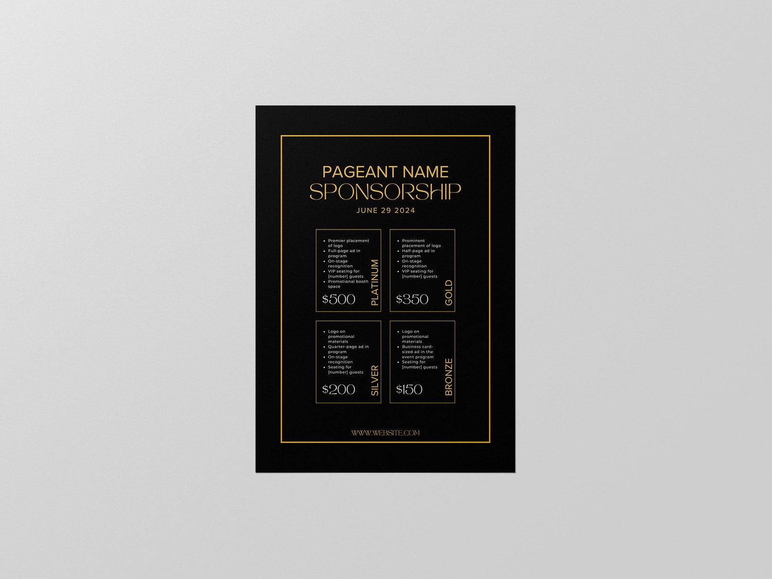 Pageant Sponsorship Levels Template Packet | Pageant Sponsorship Levels ...