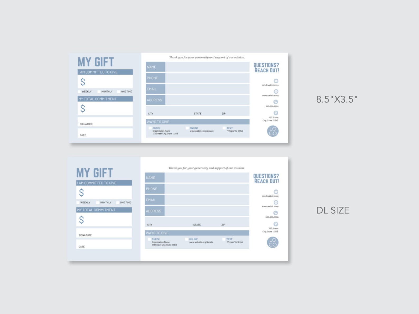 Donation Pledge Card | Donor Pledge Card Template | Customizable ...
