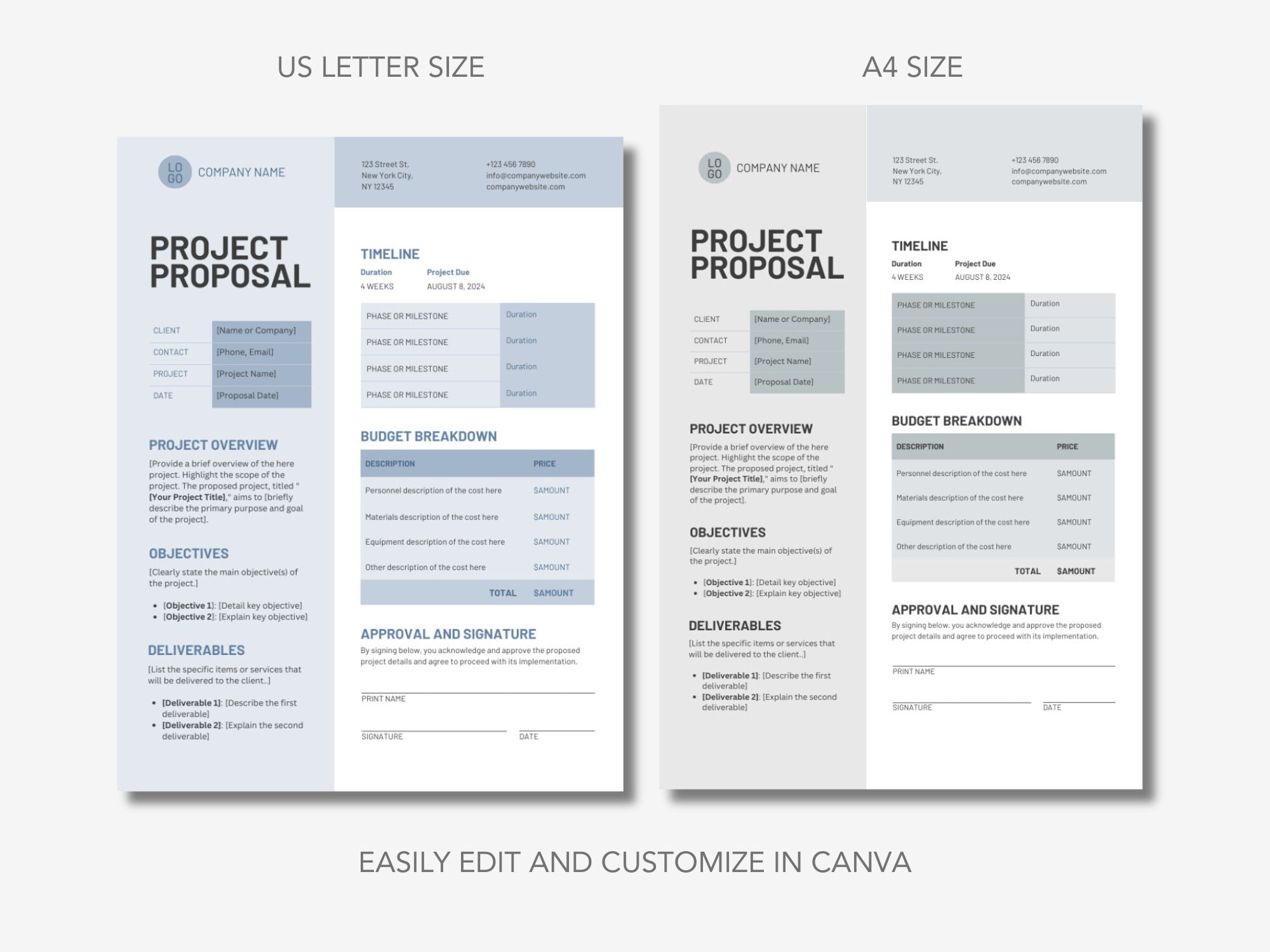 One Page Project Proposal Template | Client Proposal Template | Minimal Brief Proposal ...