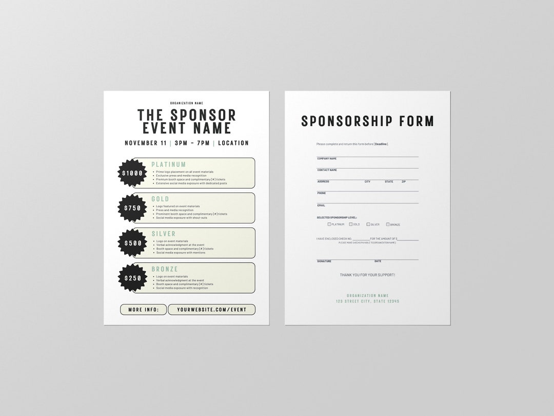 Event Sponsorship Levels Template Packet | Fundraiser Sponsorship ...