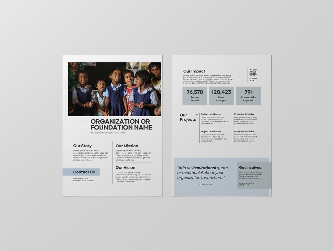 One Pager Nonprofit Organization Template Customizable Overview ...
