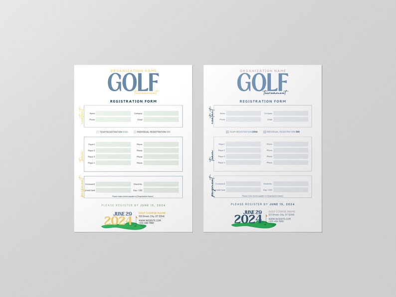 Golf Tournament Registration Form Template | Golf Tournament Players Registartion | Golf Charity ...