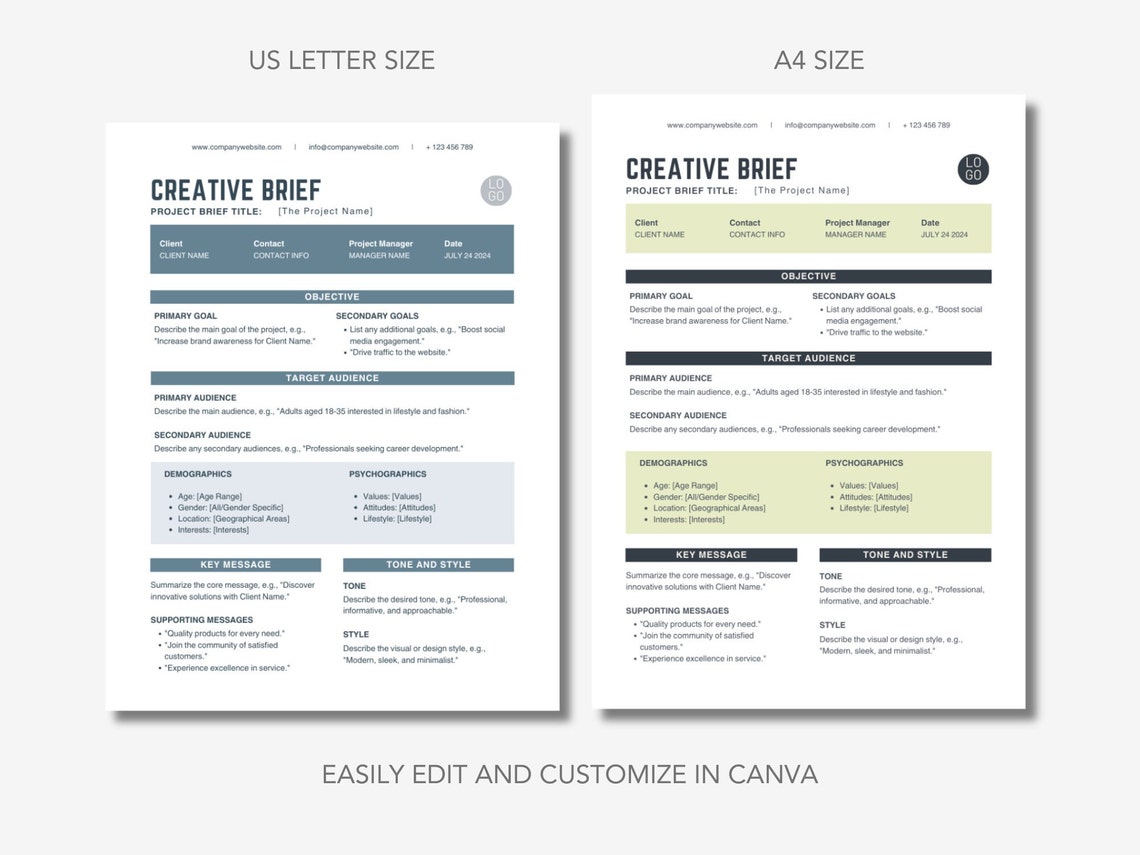 Creative Brief | Project Brief Template | Customizable Canva Template ...