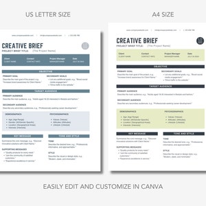 Creative Brief | Project Brief Template | Customizable Canva Template - Etsy