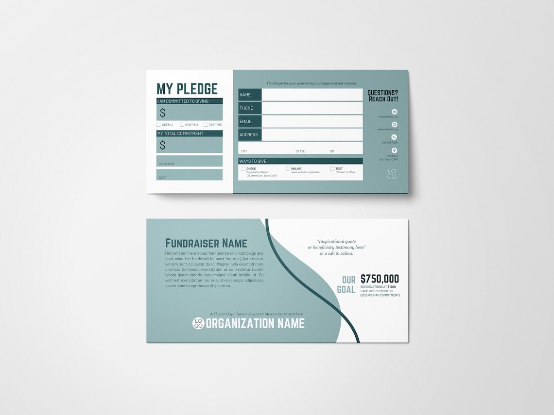 Donation Pledge Card | Donor Pledge Card Template | Customizable ...