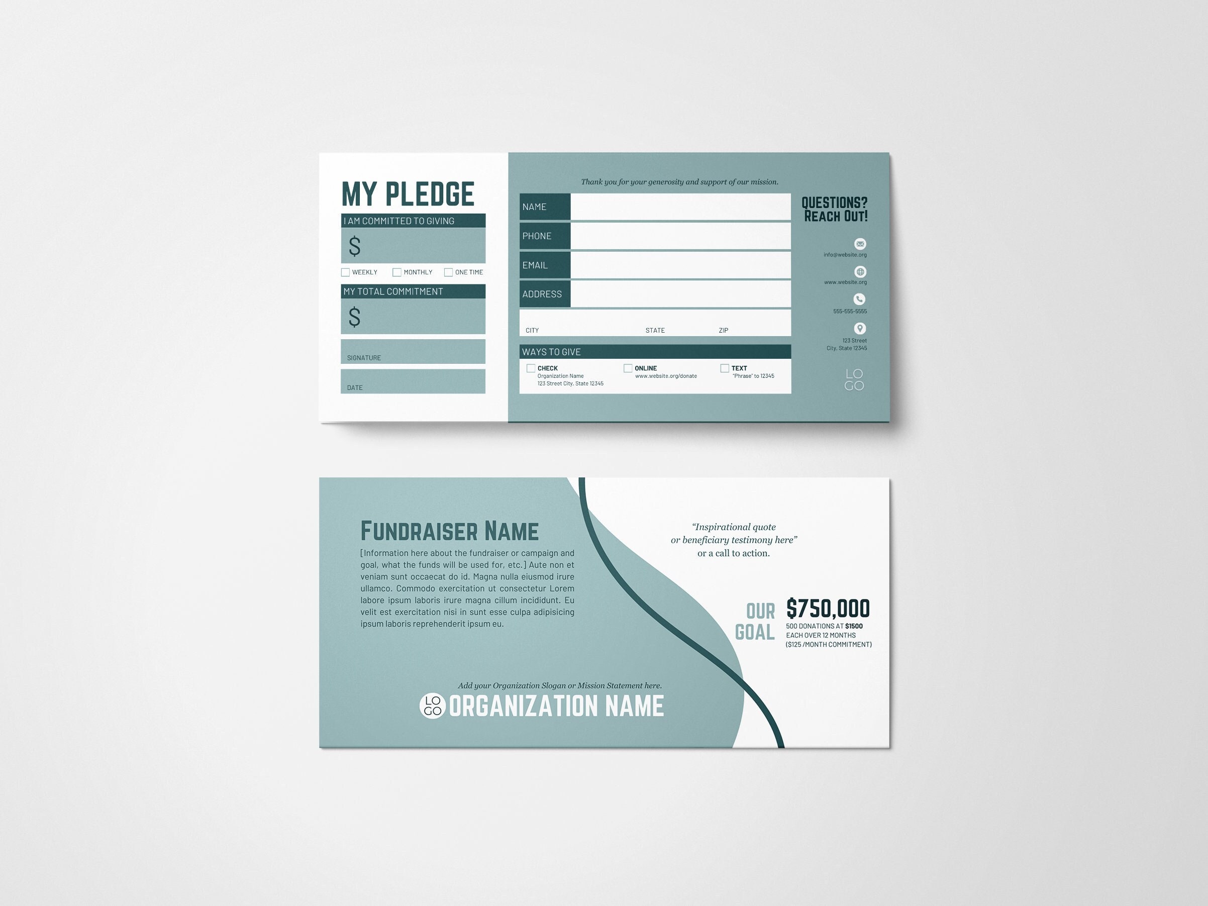 Donation Pledge Card | Donor Pledge Card Template | Customizable ...