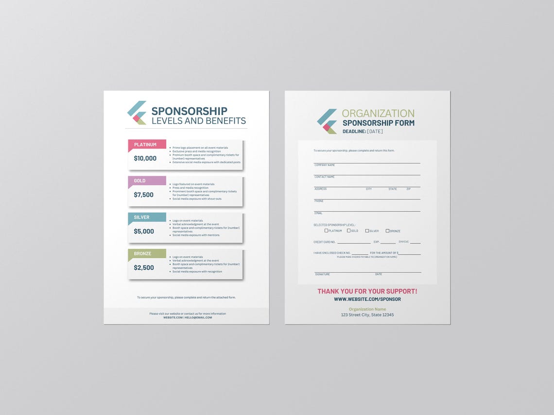 Event Sponsorship Levels Packet Template | Fundraiser Sponsorship ...