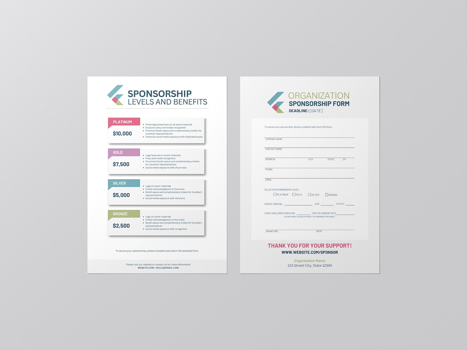 Event Sponsorship Levels Packet Template | Fundraiser Sponsorship ...