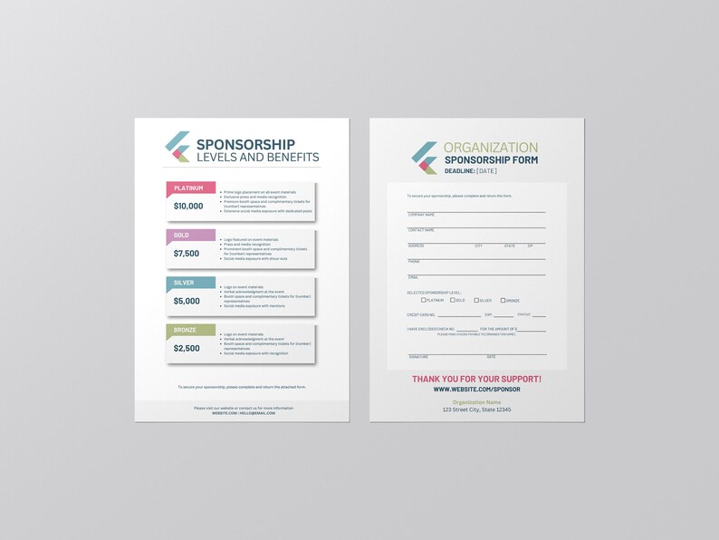 Event Sponsorship Levels Packet Template | Fundraiser Sponsorship ...