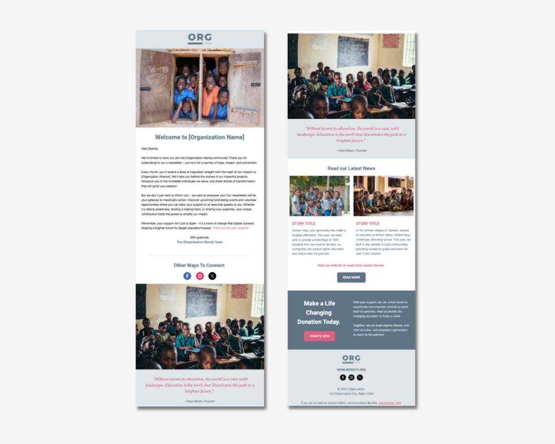 Nonprofit Welcome Email Mailchimp Template | Email Template | Ready ...