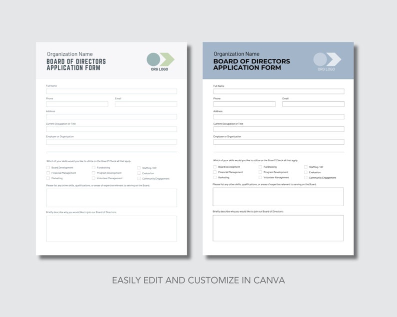 Nonprofit Board of Directors Member Application Template | Canva ...