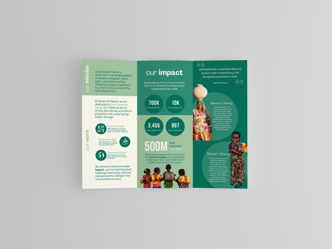 Nonprofit Impact Trifold Brochure Template | Editable Brochure | US ...