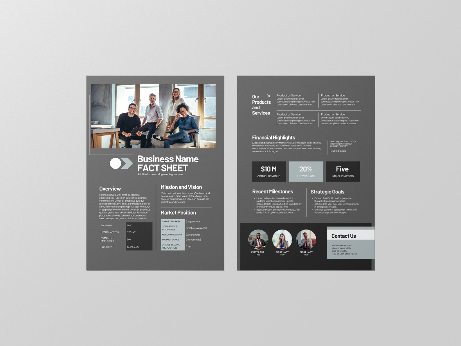 Business Fact Sheet Template | Business Overview | Customizable Canva ...
