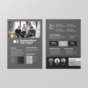 Business Fact Sheet Template | Business Overview | Customizable Canva ...