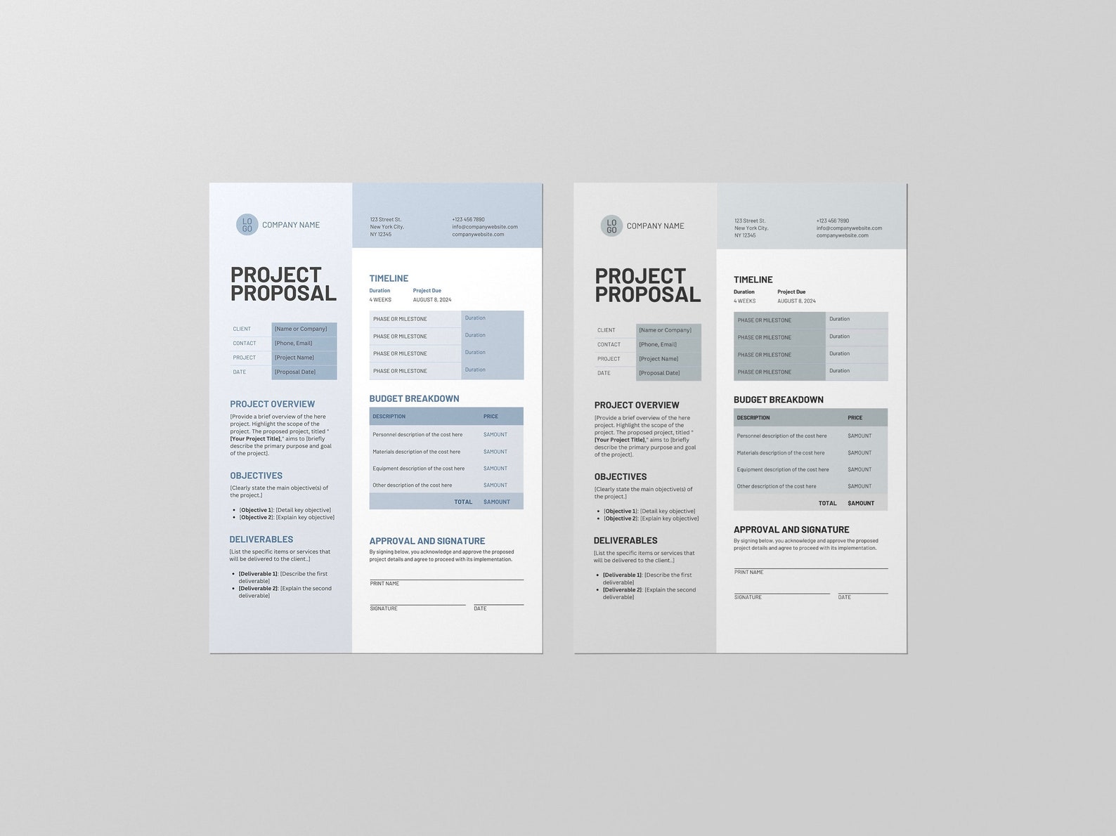One Page Project Proposal Template | Client Proposal Template | Minimal ...