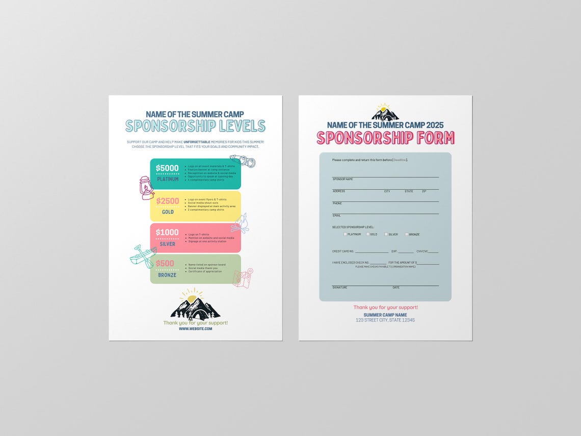 Summer Camp Sponsorship Package Template | Camp Sponsor | Customizable ...