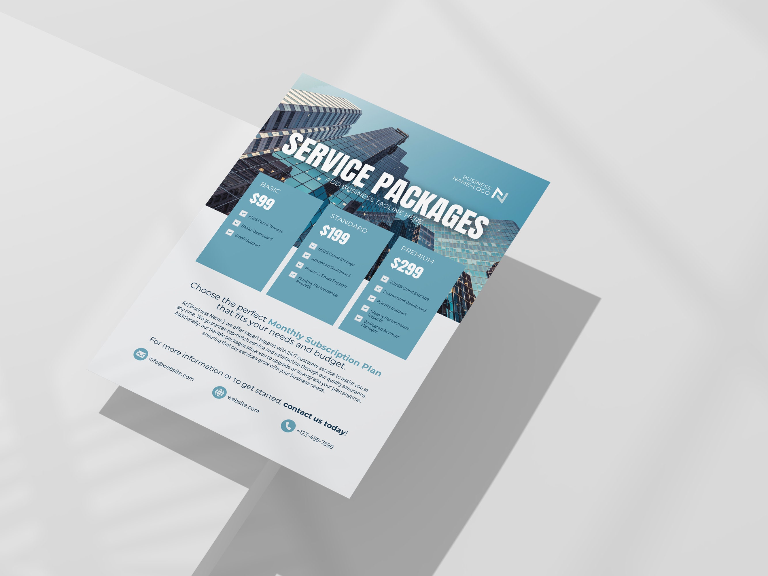 Service Price Packages Flyer Template | Customizable Pricing Table ...