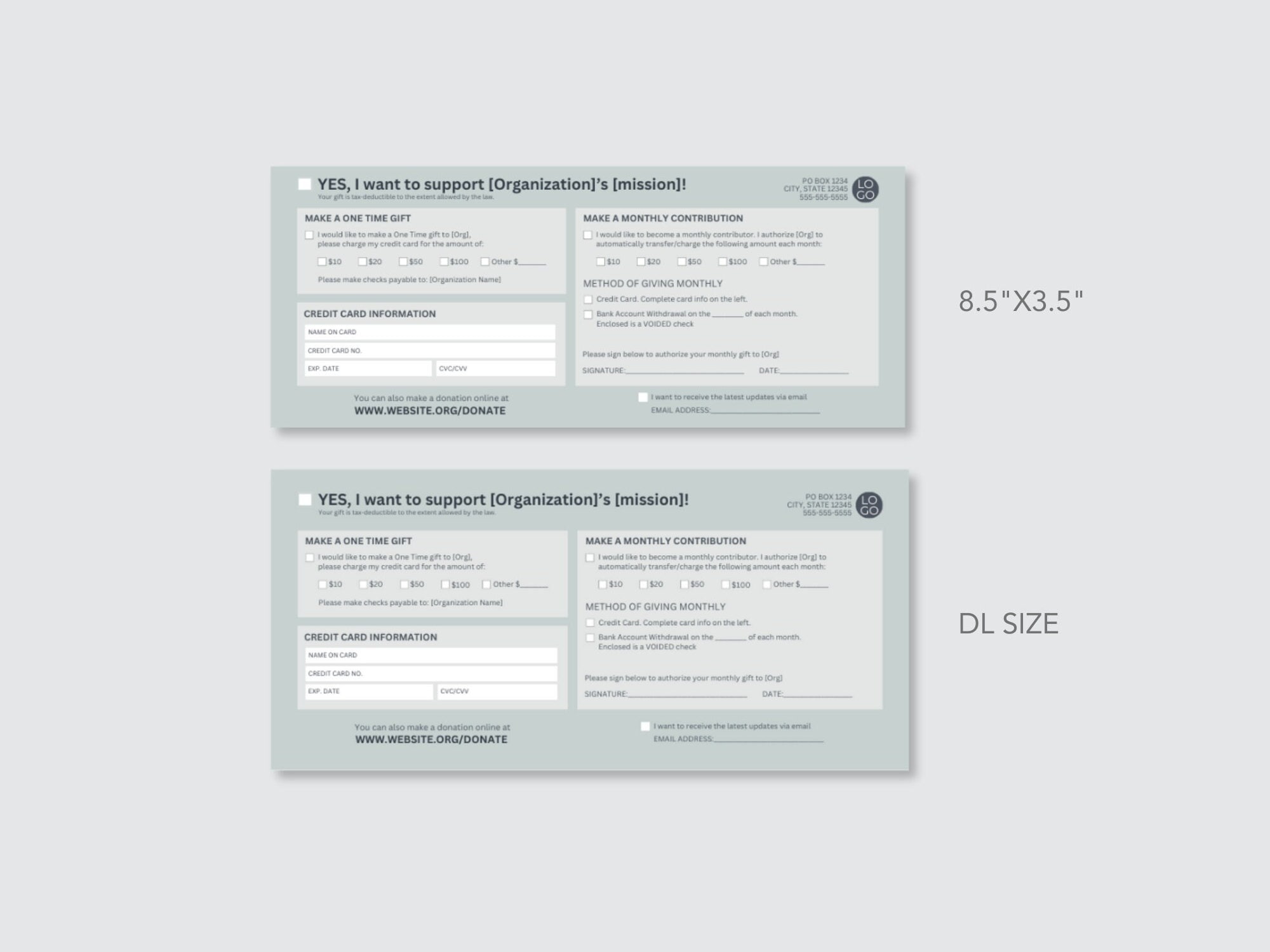 Donation Card Donor Reply Card Template Customizable Template Direct ...