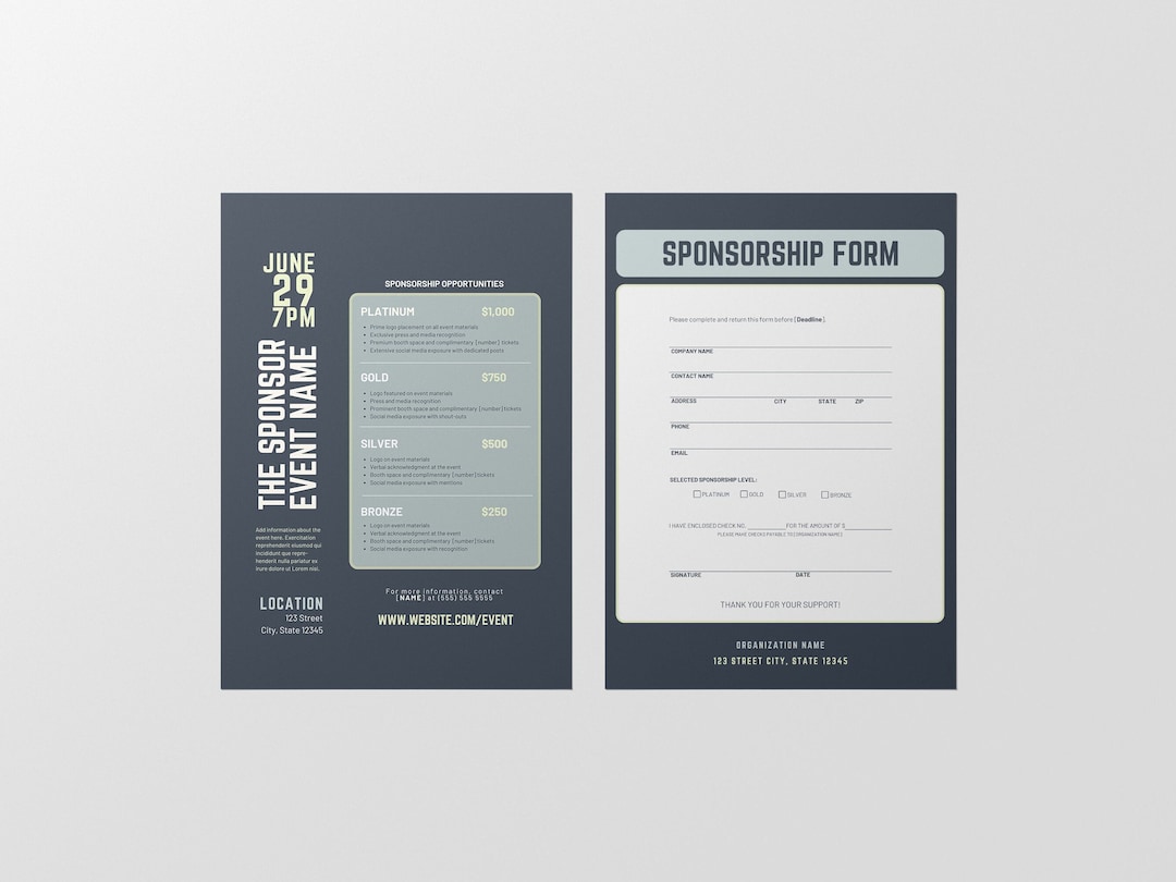 Event Sponsorship Levels Template Packet | Fundraiser Sponsorship ...