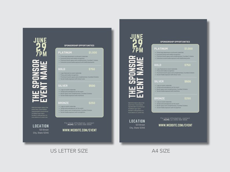 Event Sponsorship Levels Template Packet | Fundraiser Sponsorship ...