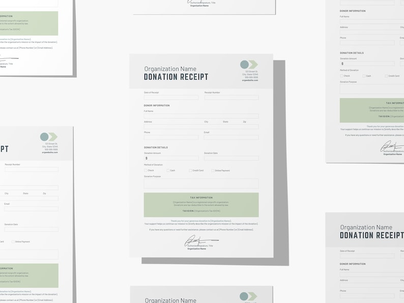 Editable Donation Receipt Template | Canva Template - Etsy