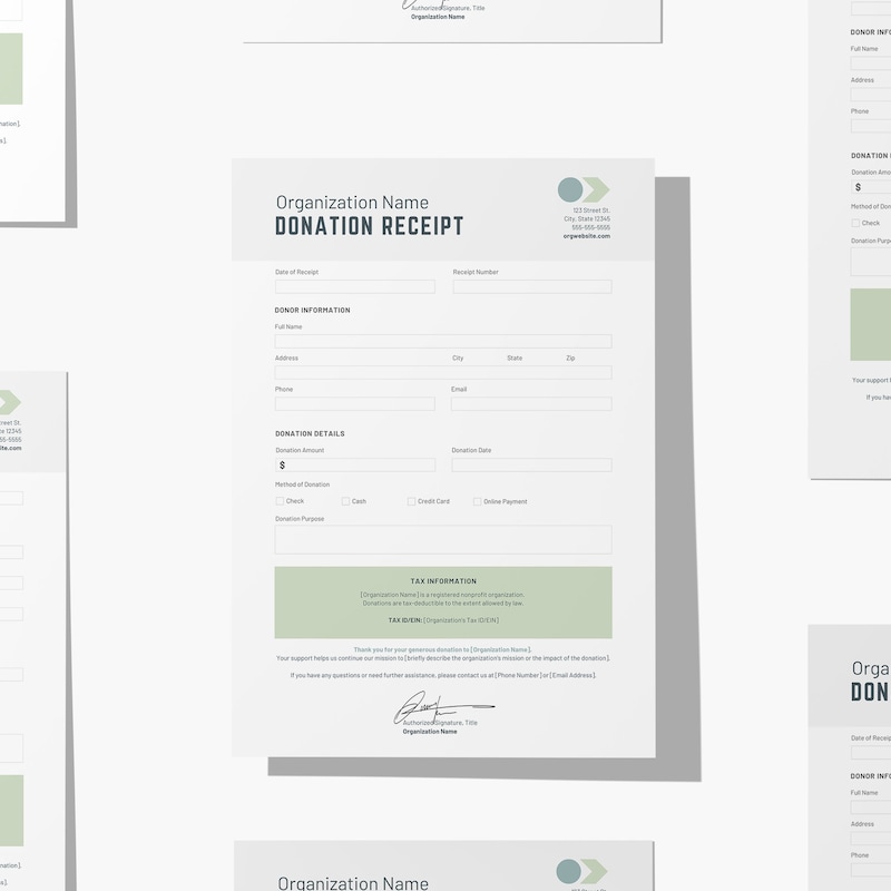 Nonprofit Donation Receipt Template - Etsy