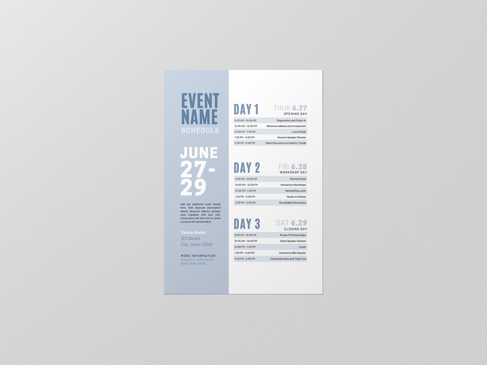 Event Schedule Template | Event Timeline | Event Program Schedule ...